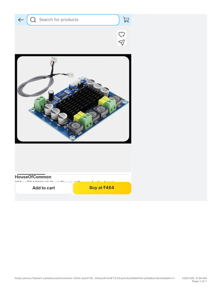 HouseOfCommon 120w TPA3116d2 Dual Channel Power Audio Ampl Module ...