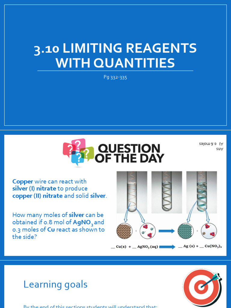 Limiting Reagents and Quantities Explained | PDF | Magnesium | Mole (Unit)