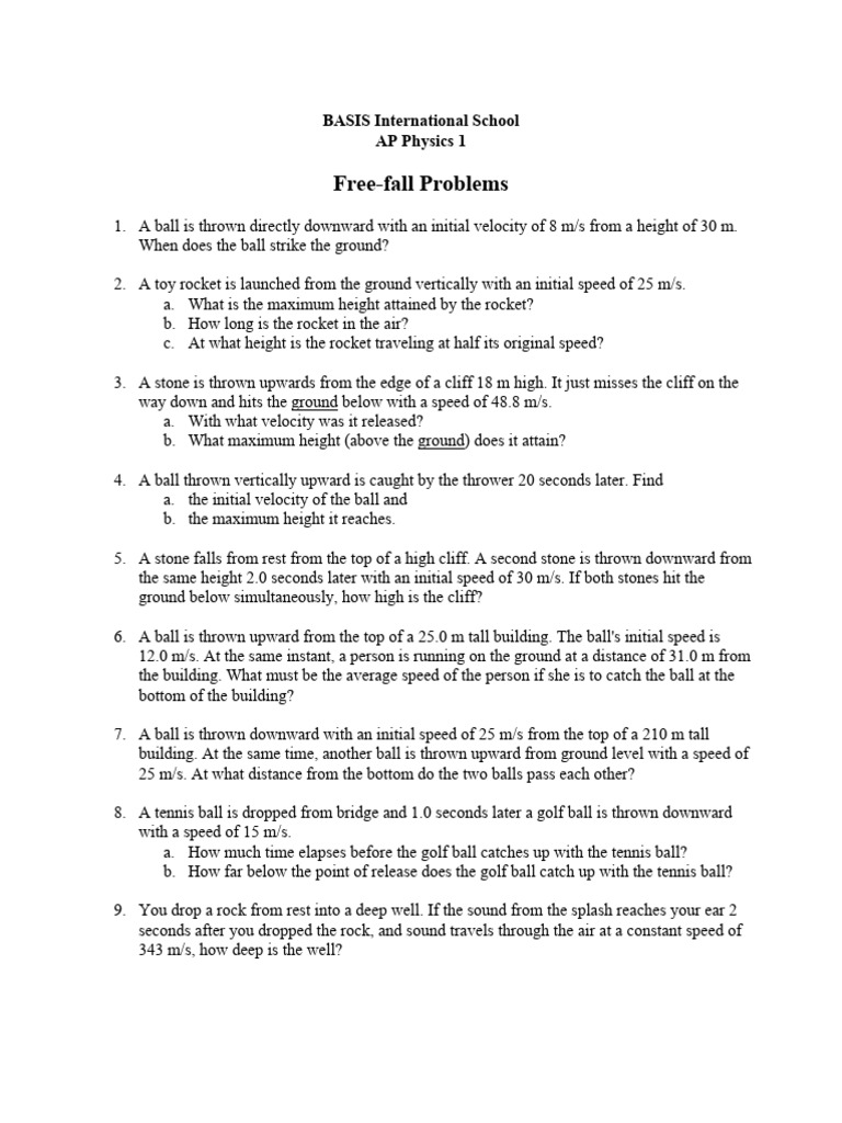APP1 Free-fall Problems | PDF