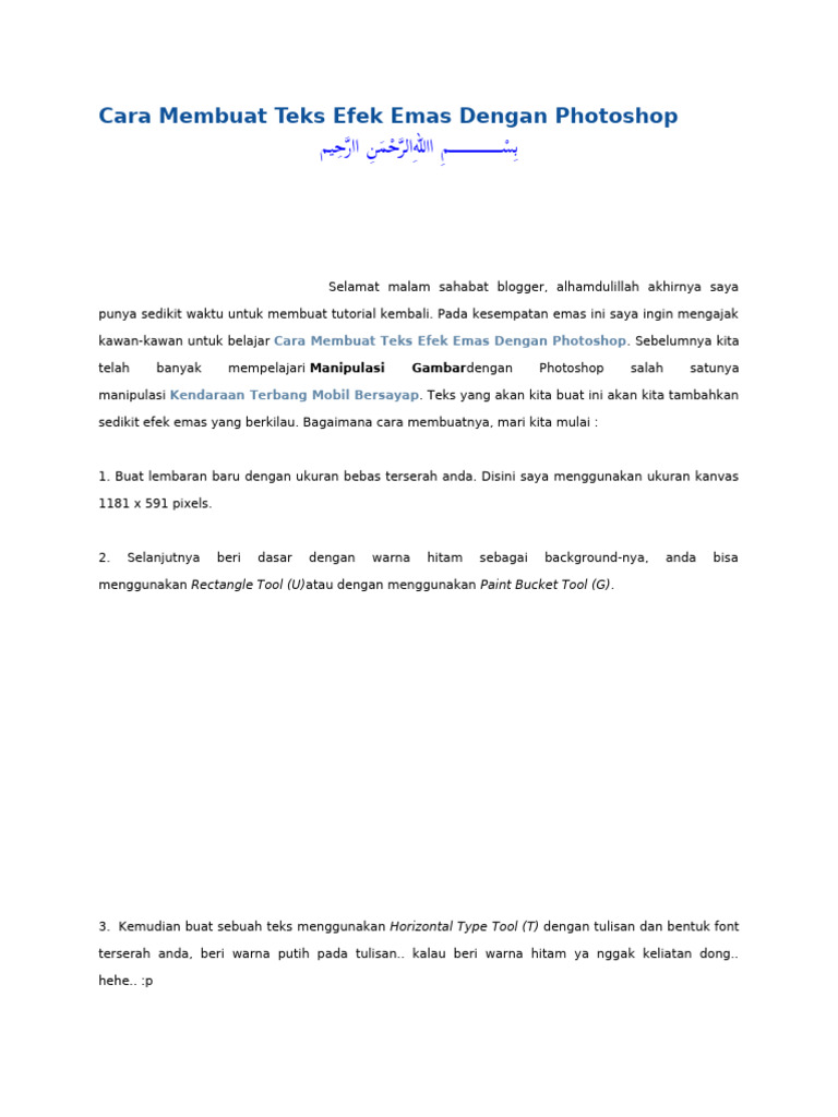 Teks Efek Emas di Photoshop | PDF
