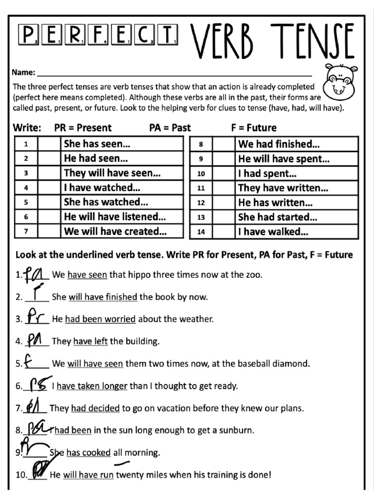Perfect Verb Tense | PDF