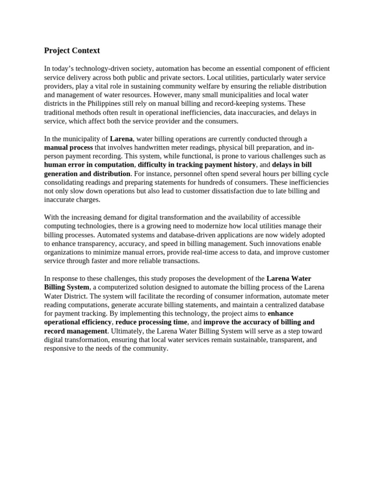 Automated Water Billing System for Larena | PDF | Automation | Databases