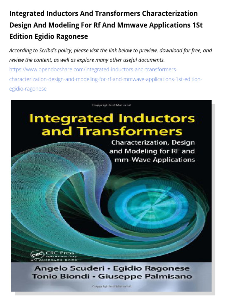 Integrated Inductors And Transformers Characterization Design And ...