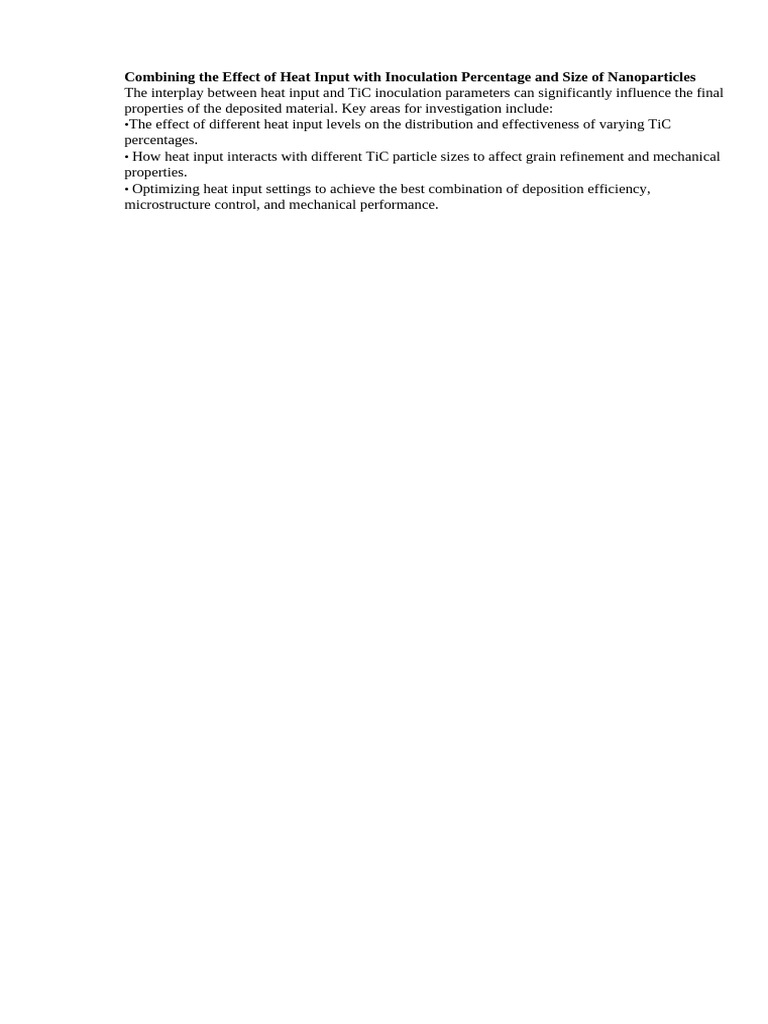 Heat Input and TiC Inoculation Effects | PDF