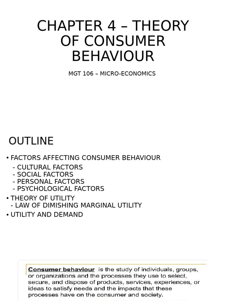 Chapter 4 – Theory of Consumer Behaviour | PDF