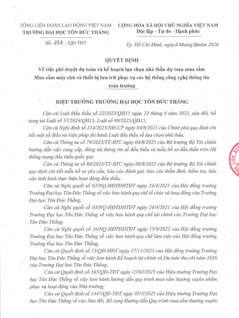 Quyet Dinh KHLCNT May Chu Va Thiet Bi Luu Tru | PDF