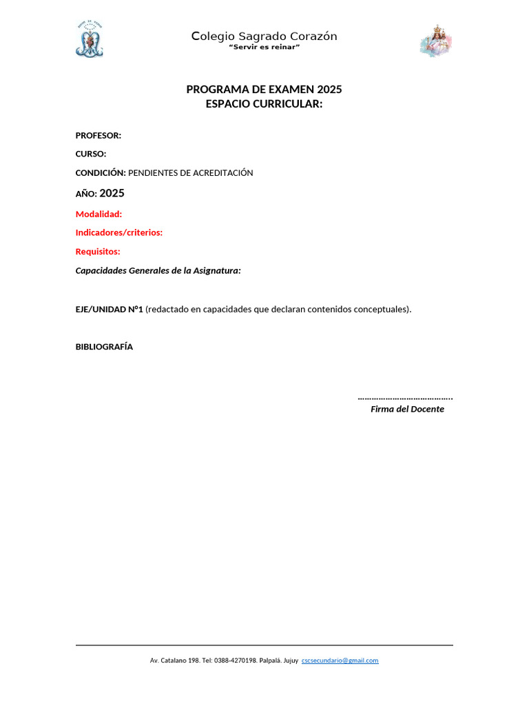 Formato de Programa 2025 | PDF