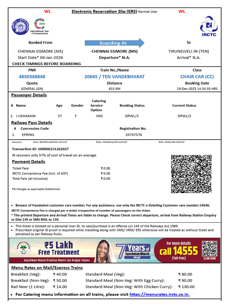 Mummy Ms to Tpj Ticket 4850368848 | PDF | Identity Document