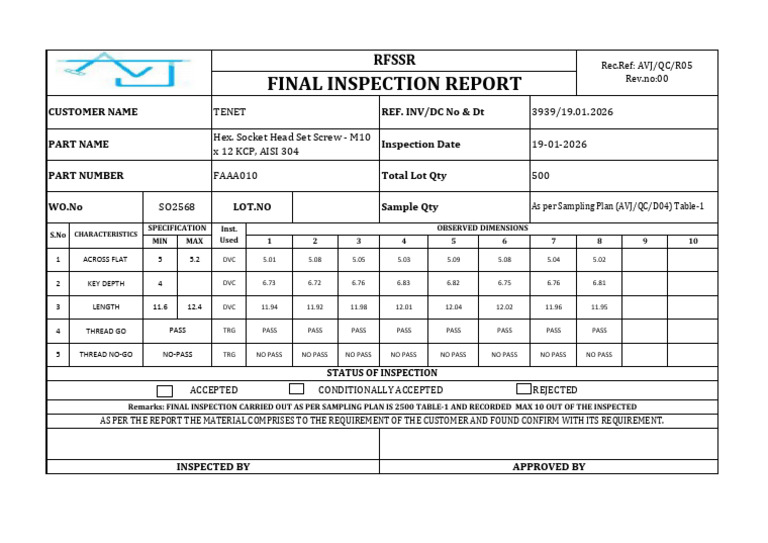 m10x12 Allen Inspection Standard Iso3939 | PDF | Metalworking | Machining