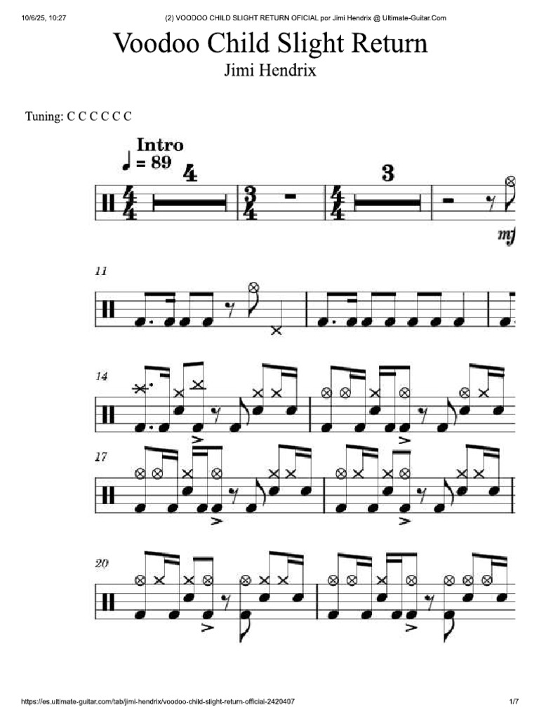 Jimi Hendrix - Voodoo Child Slight Return PDF DRUM | PDF