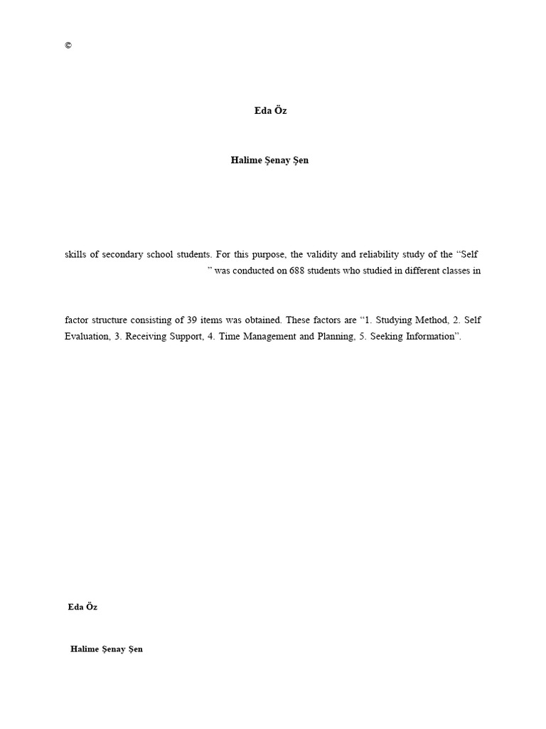Self-Regulated Learning Questionnaire Study | PDF | Validity ...