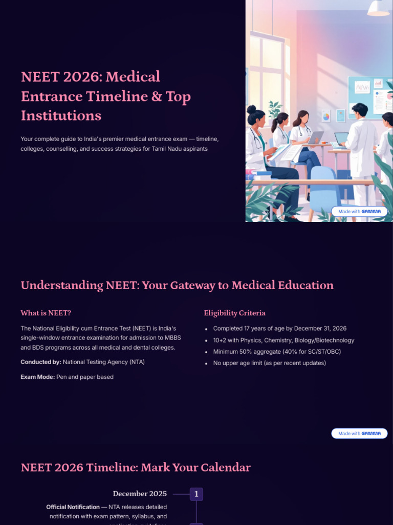 NEET 2026: Timeline & Top Colleges Guide | PDF | Higher Education ...