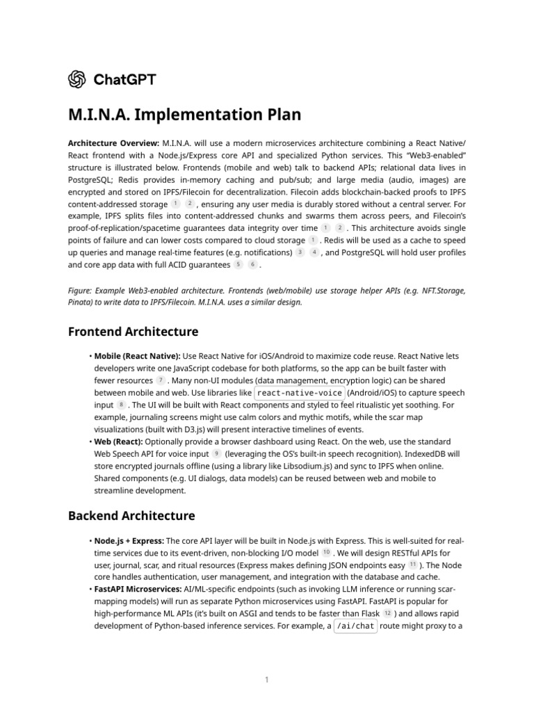 M.I.N.a. Implementation Plan | PDF | Mobile App | Postgre Sql