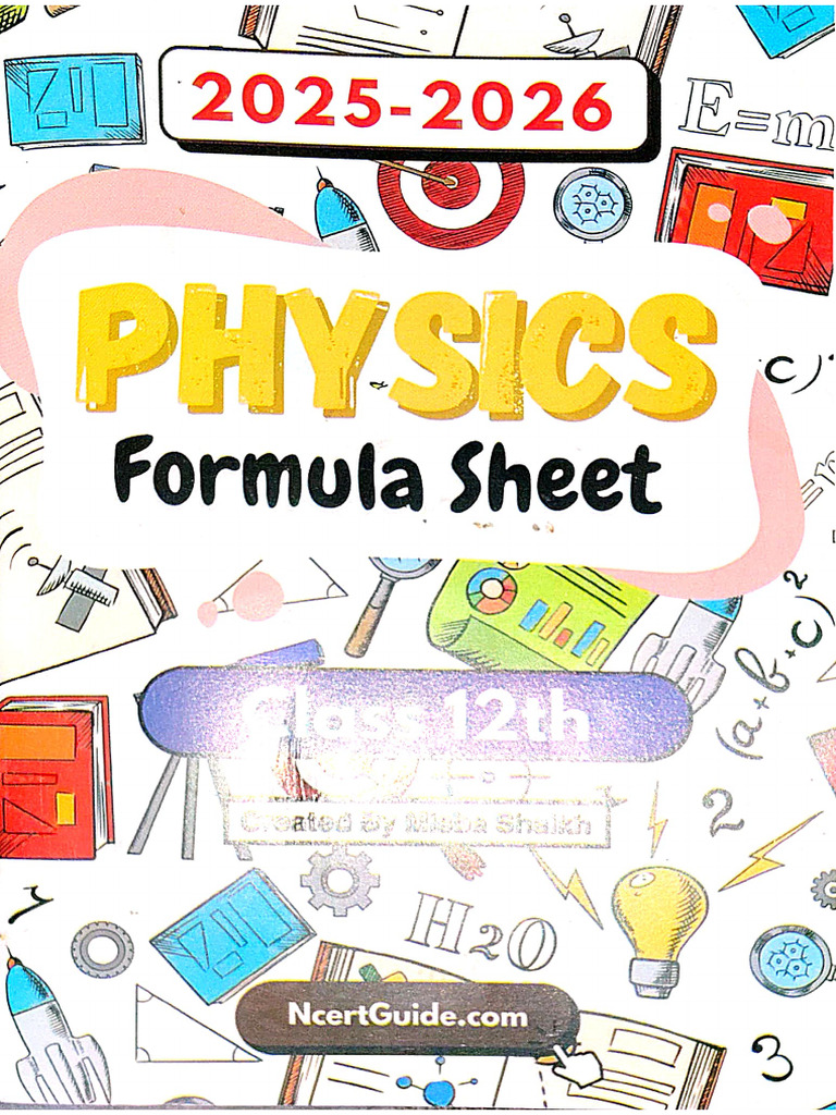 Physics-12 Formula Sheet | PDF