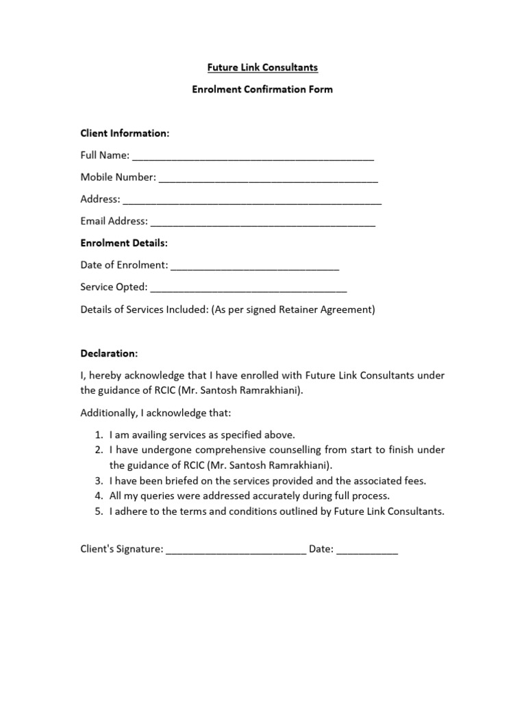 Enrolment Confirmation Form | PDF