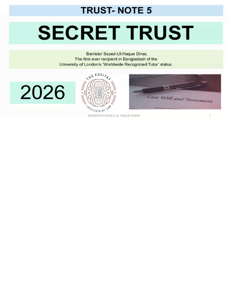 Secret Trust Lecture 2 Slides | PDF