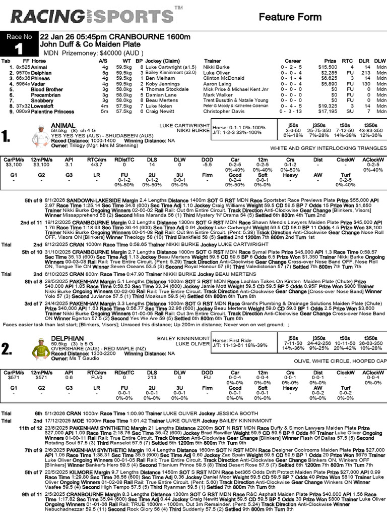 c Rant 2201 Form | PDF | Jockey | Horses
