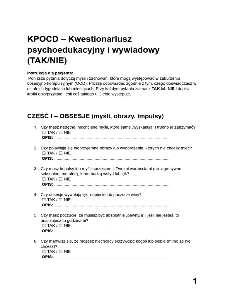 OCD TEST | PDF