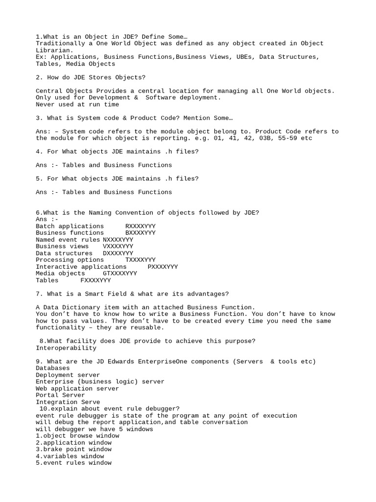 Understanding JDE Objects and Components | PDF