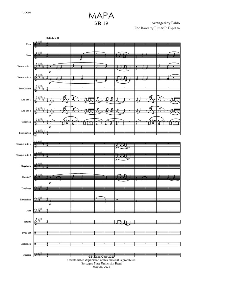 MAPA By SB19 for Band | PDF | Musical Instruments | Marching Bands