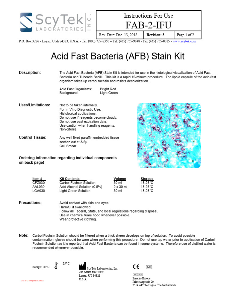 Ifu Afb Stain | PDF | Staining | Histology