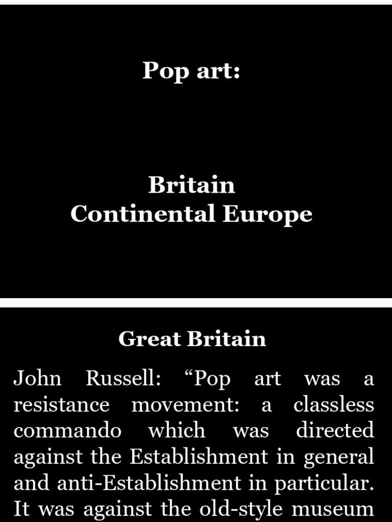 Pop - Britain Continental Europe | PDF | The Arts | Modern Art