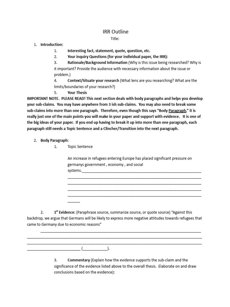 Ethan Johnson - Copy of IRR Outline | PDF | Logical Consequence | Logic