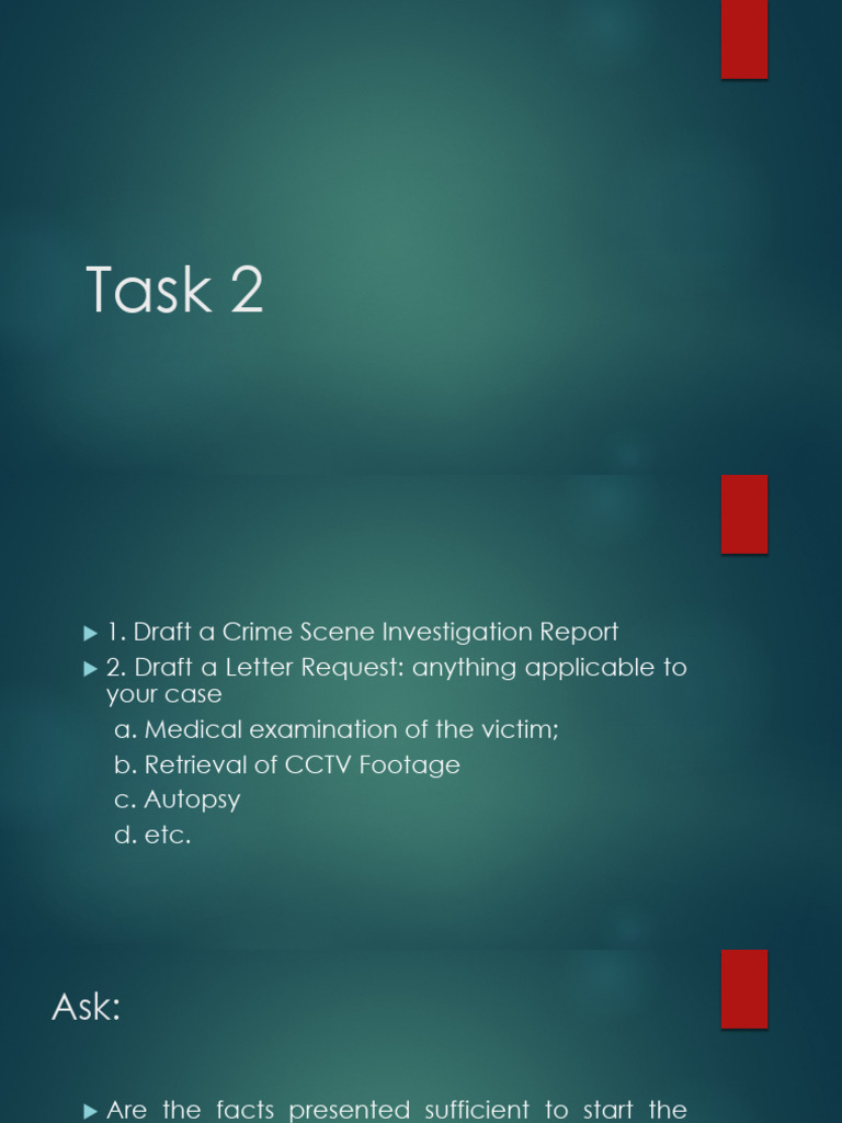 Task 2 Crime Scene Investigation Report and Letter Request | PDF ...