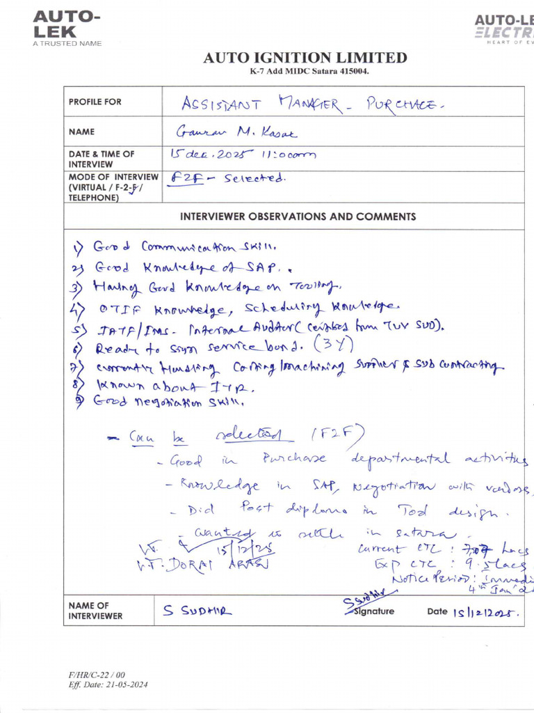 Interviewer Observation Form | PDF