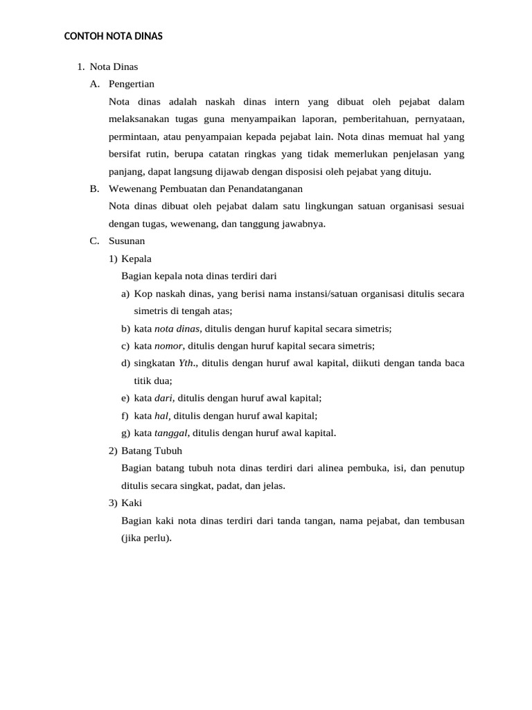 Contoh Format Nota Dinas Resmi | PDF