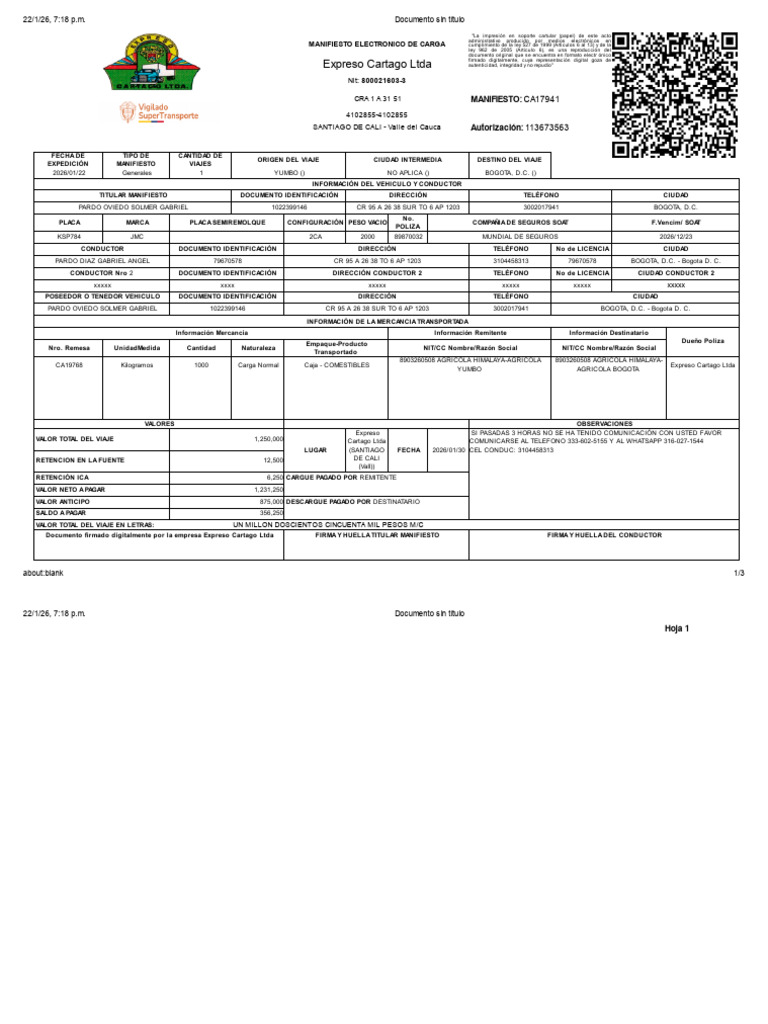 MAF KSP 784 BOGOTA | PDF