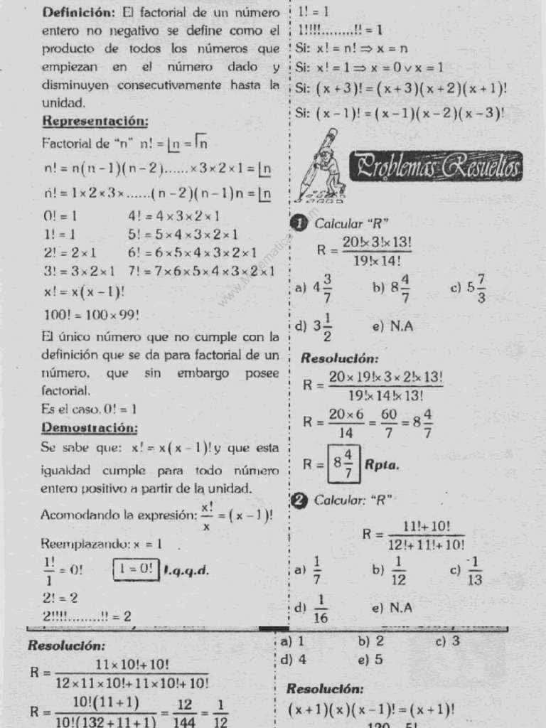 Ejercicios y Propiedades de Factoriales | PDF | Funciones especiales ...