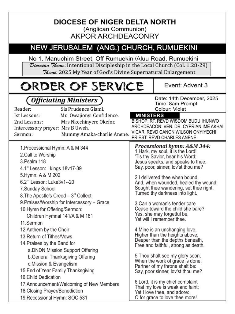 Sunday Bulletin | PDF | Hymns | Jesus