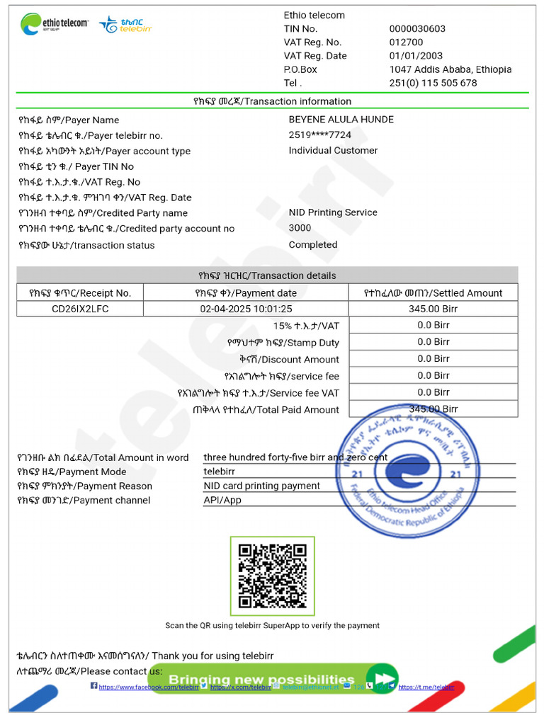 Telebirr_NID Card Printing Payment (1) | PDF