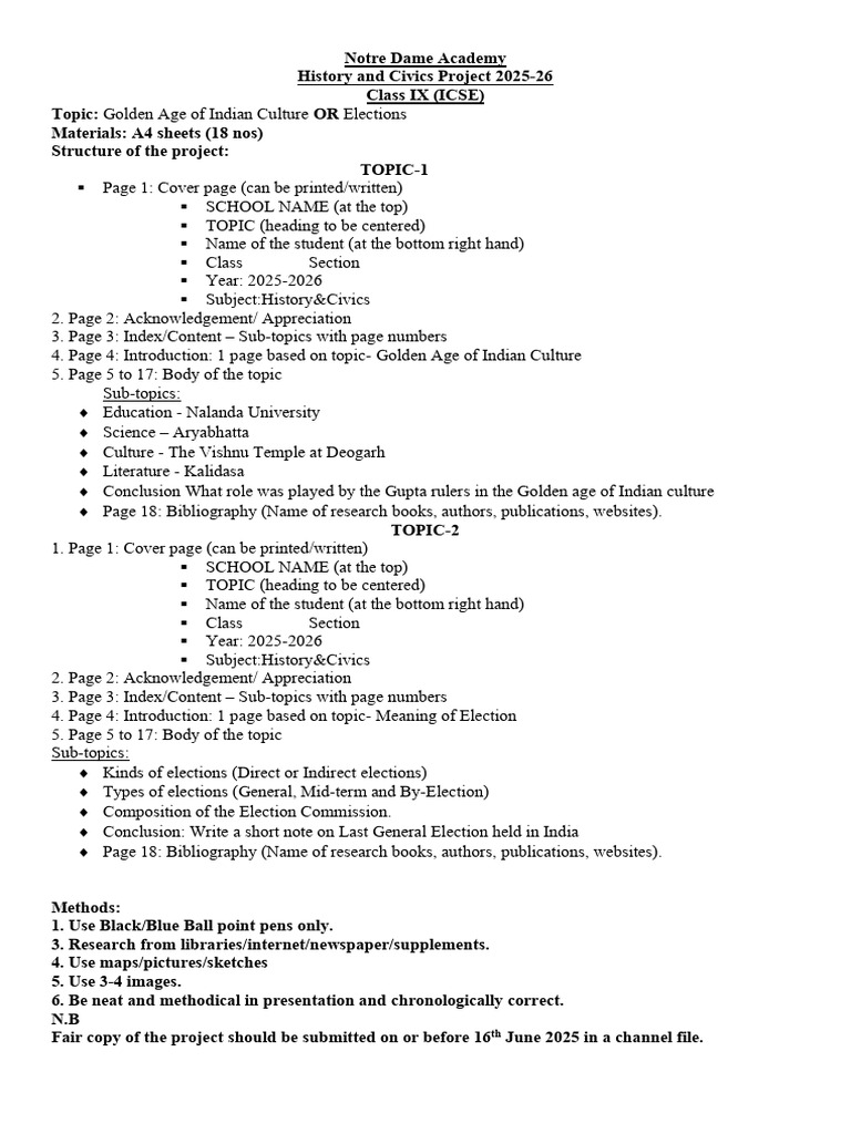Class_IX History & Civics Project 2025-26-1 | PDF
