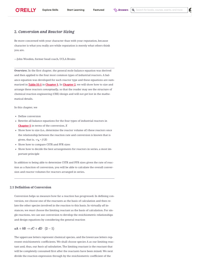 Reactor Sizing and Conversion Basics | PDF | Chemical Reactor ...