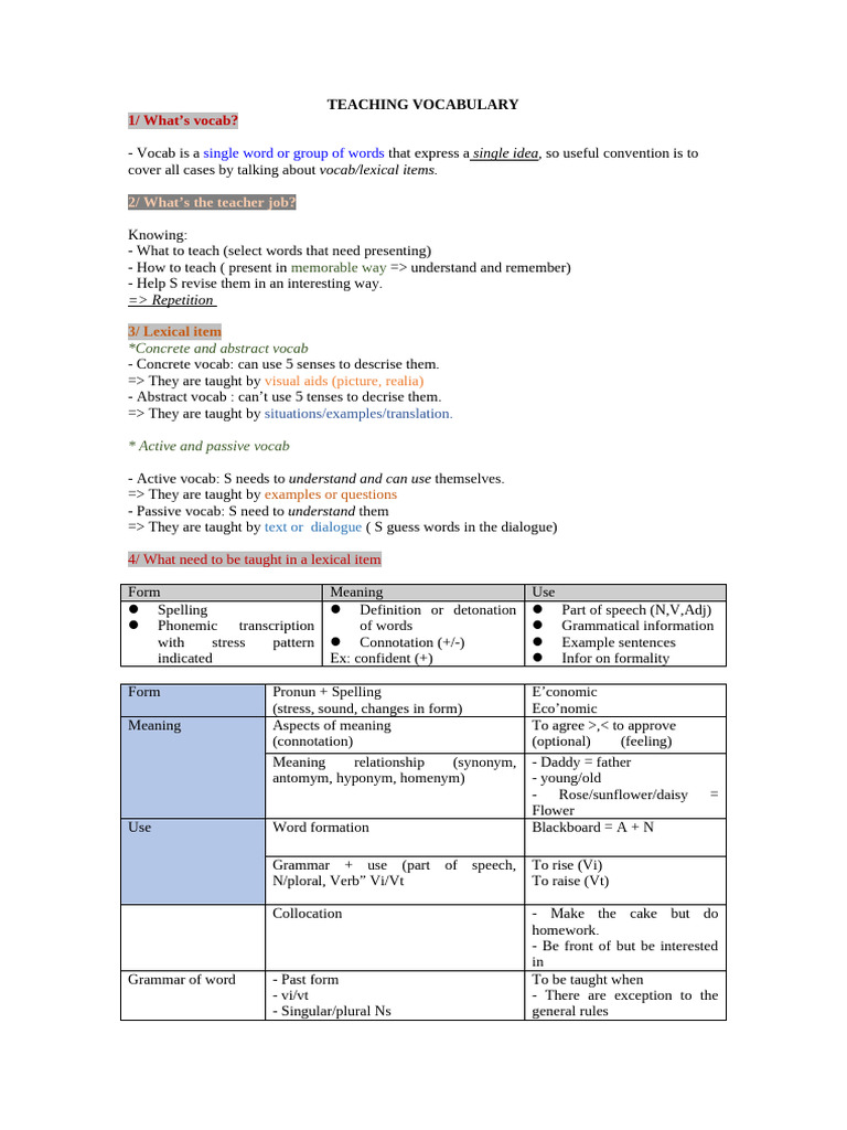 2. TEACHING VOCABULARY | PDF | Vocabulary | Lexical Semantics