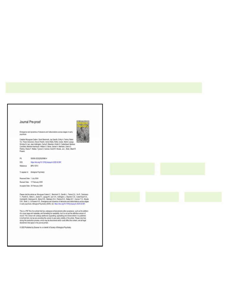 Emergence and dynamics of delusions and hallucinations across stages in ...