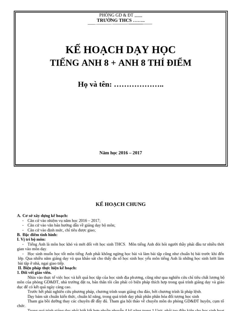 Kh Day Anh 8 Thi Diem | PDF