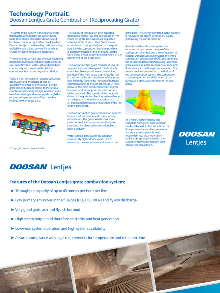 Doosan Lentjes Grate Combustion System | PDF | Combustion | Exhaust Gas