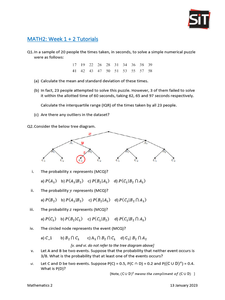 Mathematics 2: Probability and Statistics Exercises | PDF | Descriptive ...