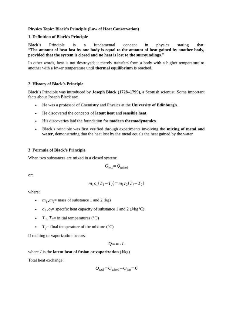 Black Principle | PDF | Heat | Heat Capacity