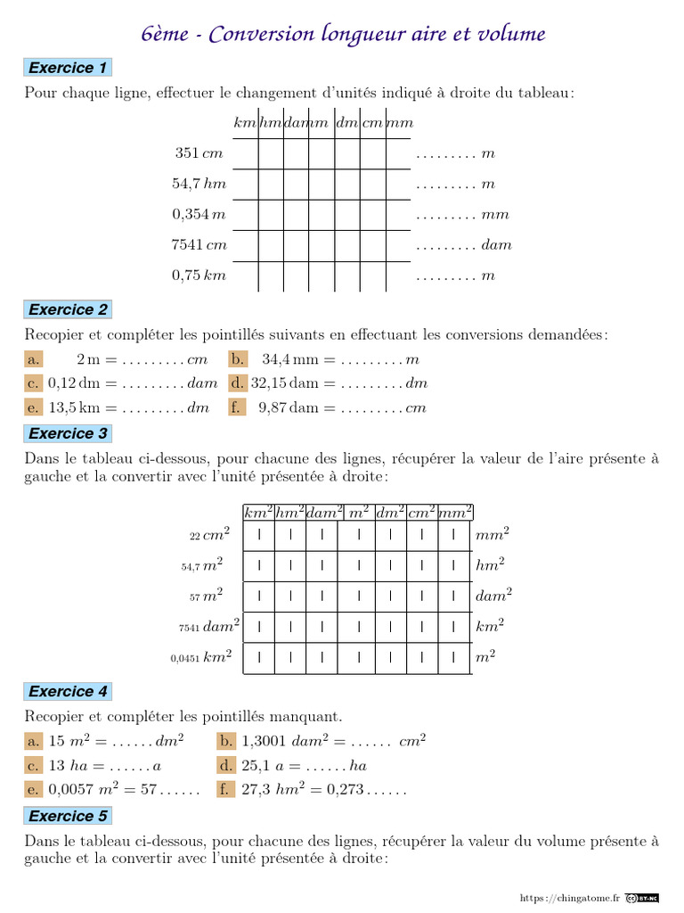 Conversion d'unités de mesure en mathématiques | PDF