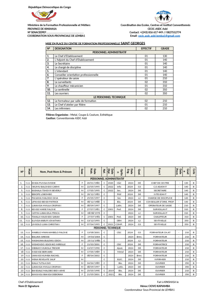 Mise en place du Centre de Formation Saint Georges | PDF | Échecs ...