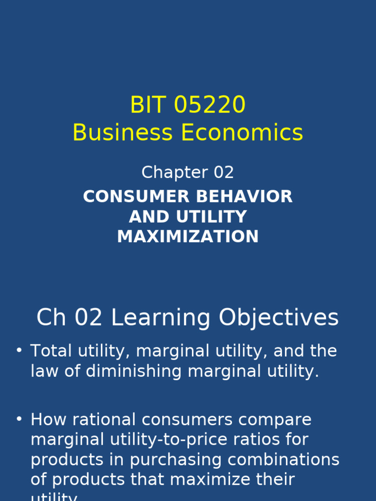 Consumer Behavior & Utility Maximization | PDF | Utility | Marginal Utility