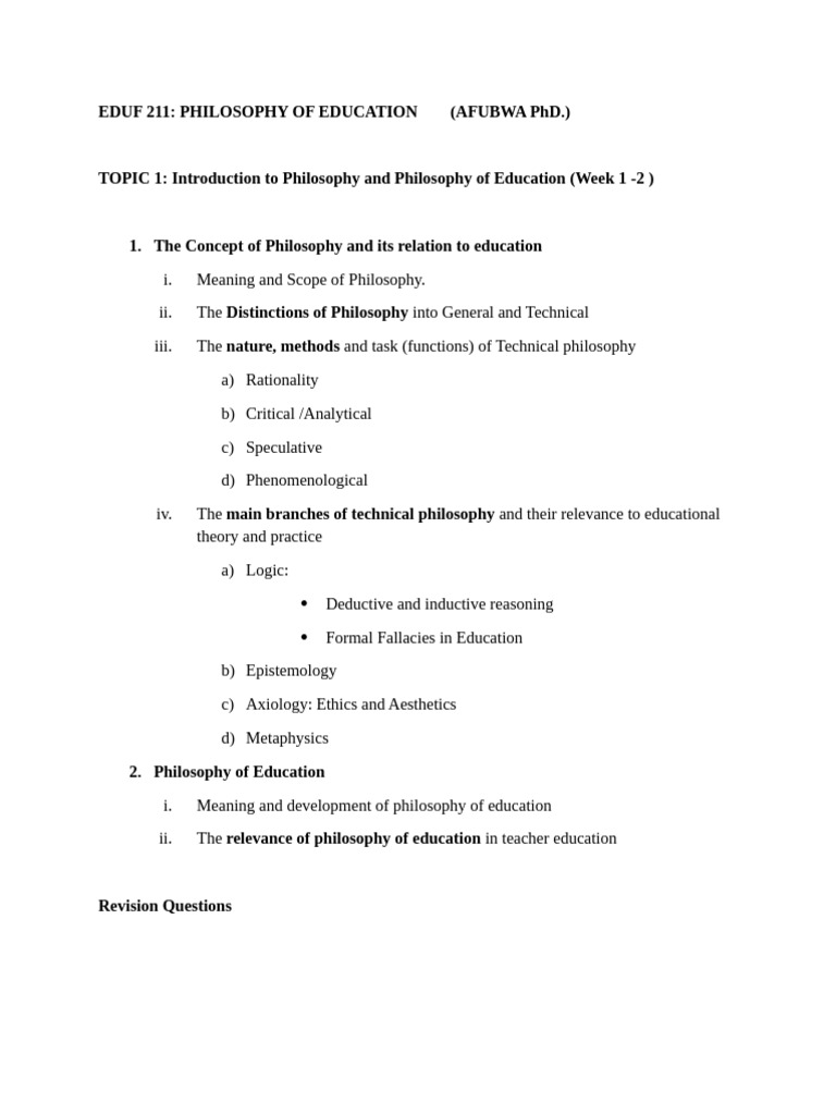 Philosophy of Education Overview | PDF | Argument | Deductive Reasoning