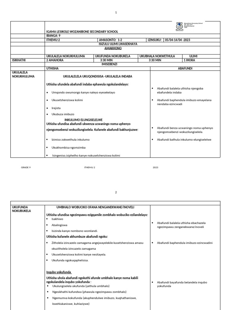 Gr 9 Lesson Plan | PDF
