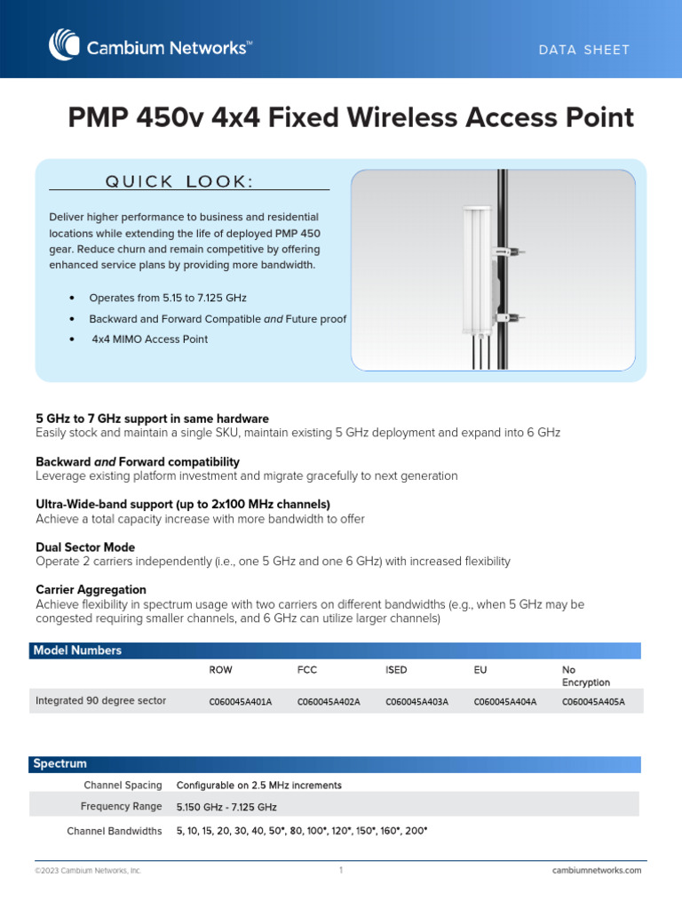Cambium_Networks_data_sheet_PMP_450v_10.3.2023-AP | PDF | I Pv6 | Internet Protocols