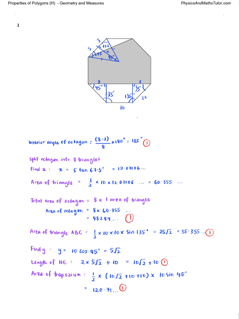 Area and Angles in Regular Polygons | PDF | Area | Polygon