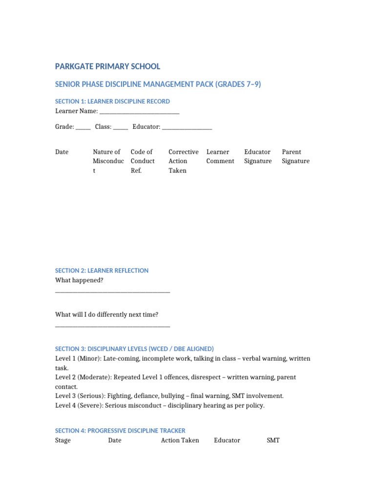 Senior Phase Discipline Management Pack FULL-1 | PDF